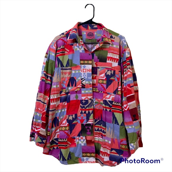 Vintage | Jackets & Coats | Vintage Funky Aztec Colorful Patchwork ...